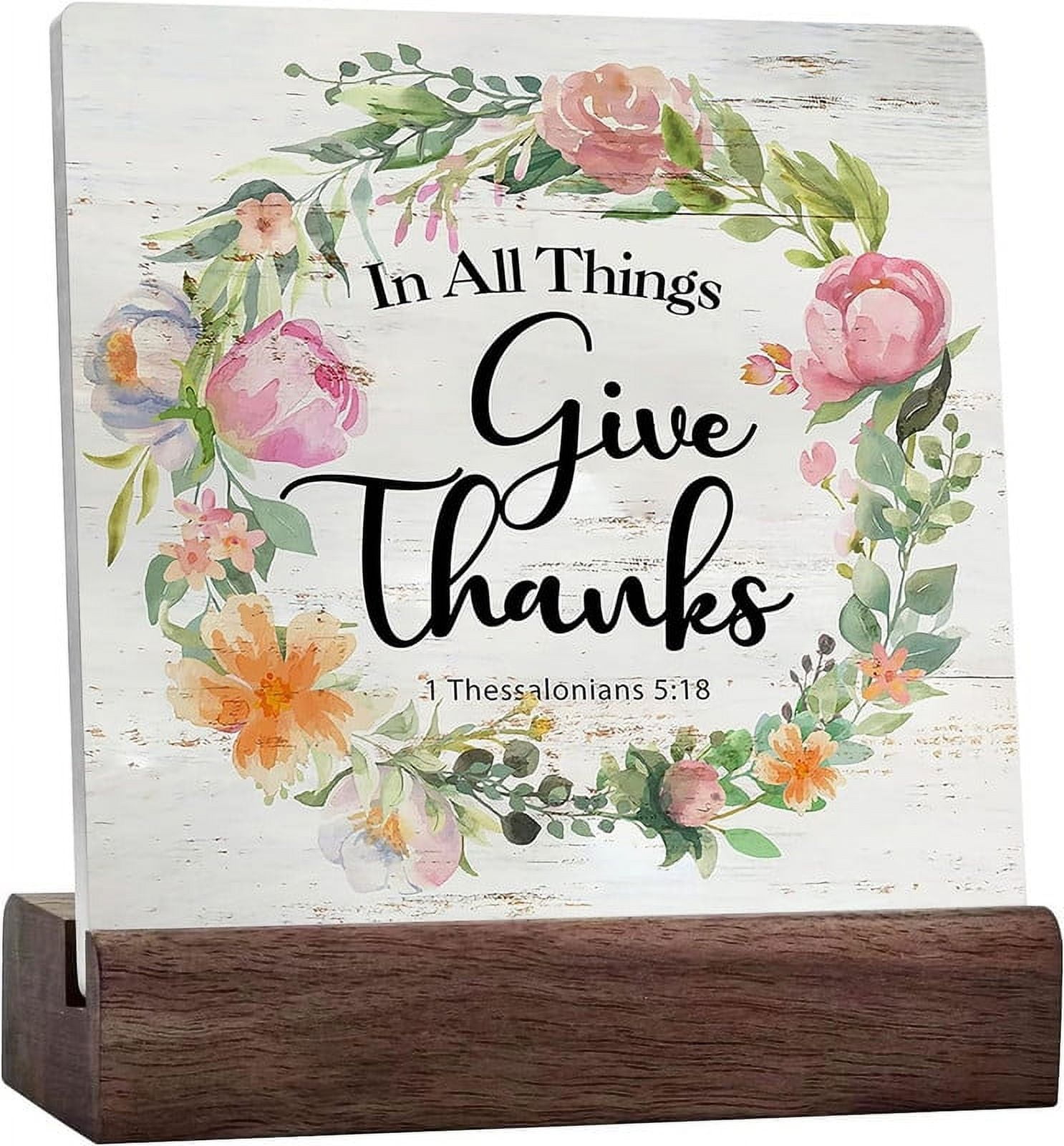 Bible Verse In All Things Give Thanks Ceramic Desk Sign Rustic ...