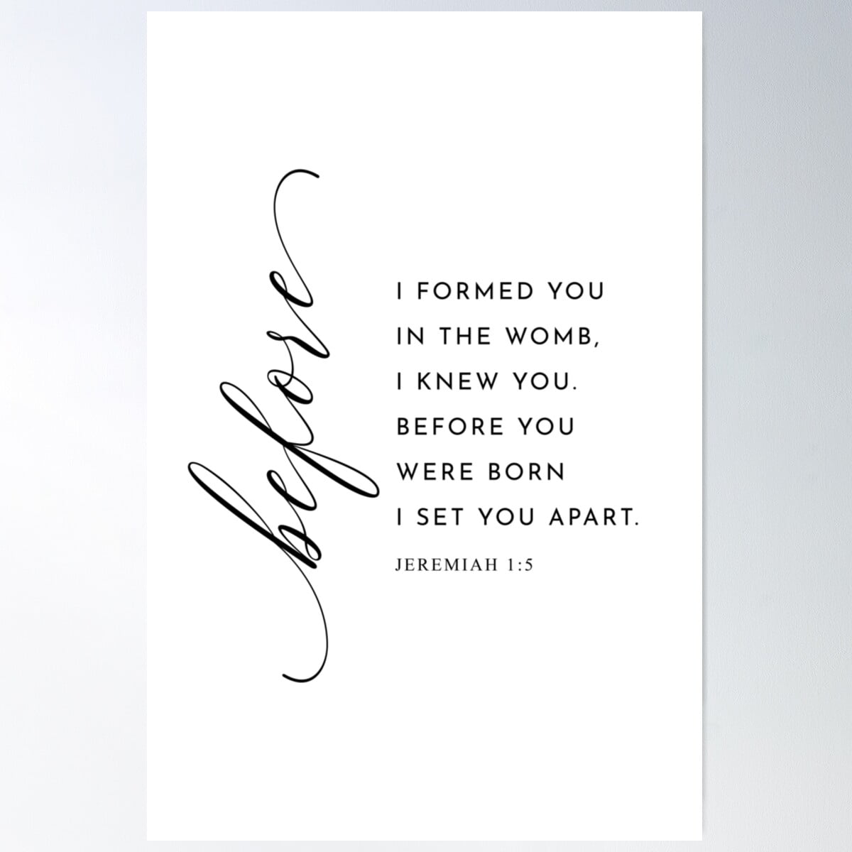 Bible Verse Jeremiah 1:5 Poster Wall Art, Modern Wall Decor For Living ...