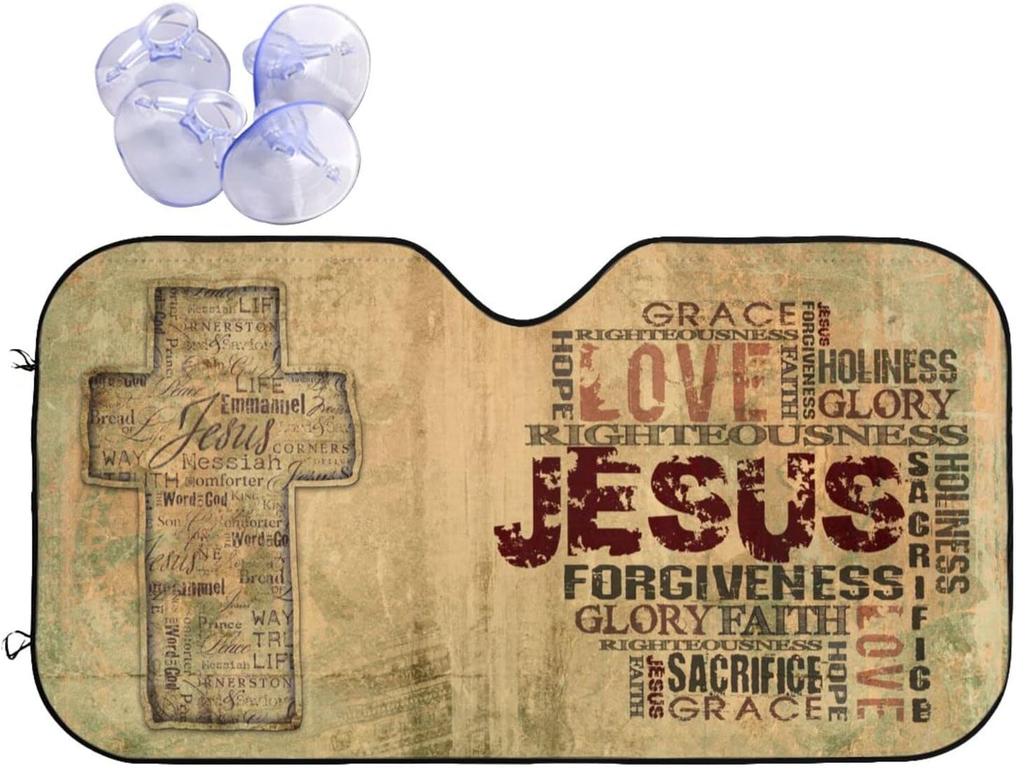 Bible Verse Jesus Cross Windshield Sunshade for Car Folding Car Sun ...