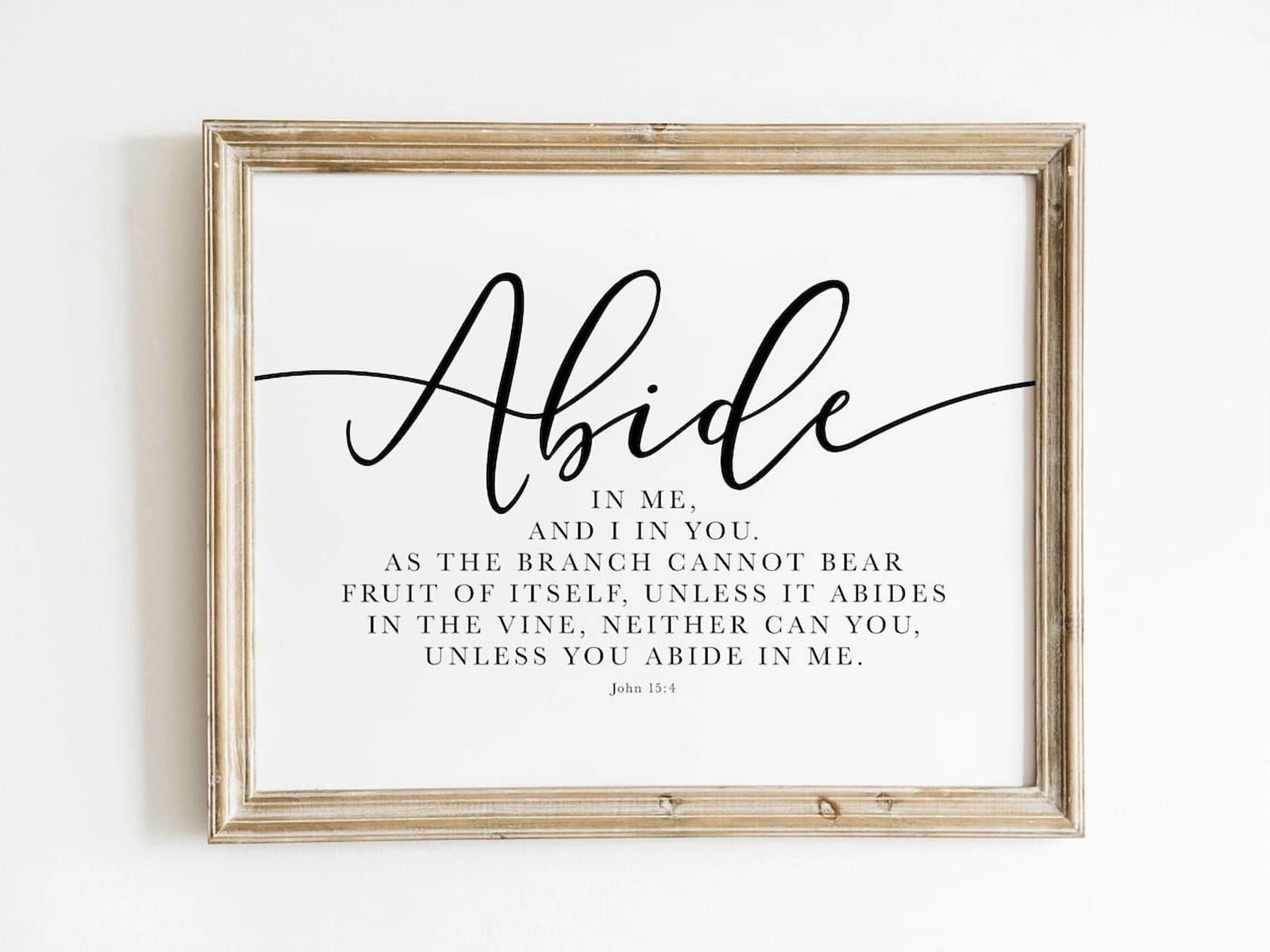 Bible Verse John 15 Nkjv Abide Quote Wall Art UNFRAMED PAPER POSTER ...