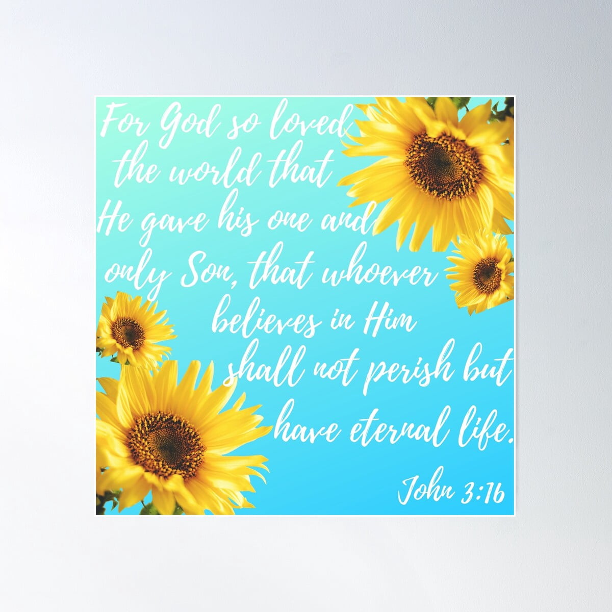 Bible Verse - John 3:16 Poster Wall Art, Modern Wall Decor For Living ...