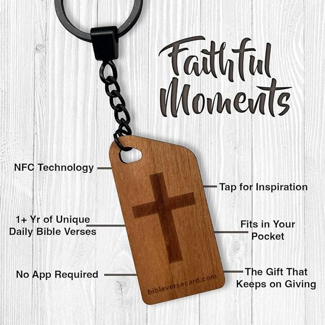 Bible Verse Card NFC Keychain Christian Wooden Engraved Keychain Bible ...
