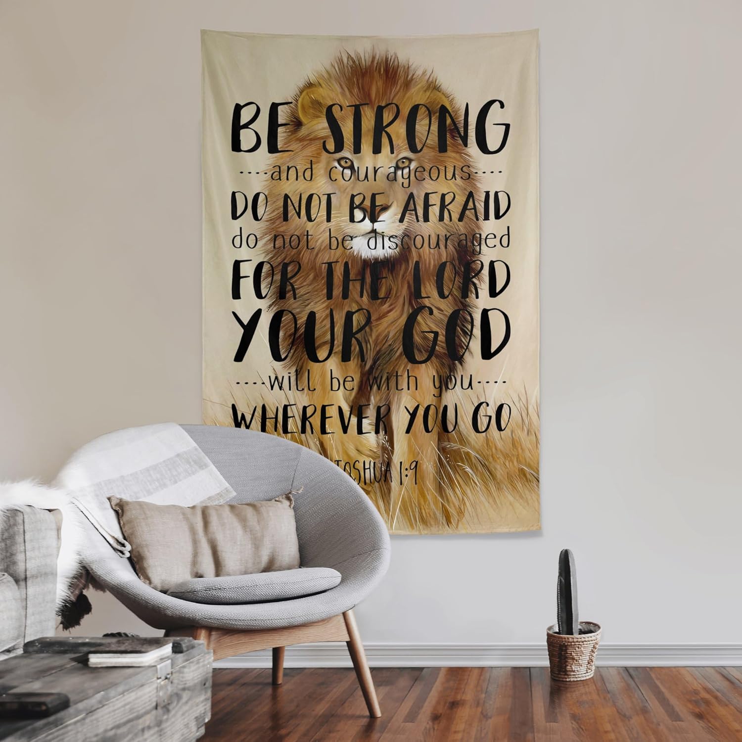 Shajier Bible Verse Lion Quotes Wall Art, Wild Animal Tapestry for ...