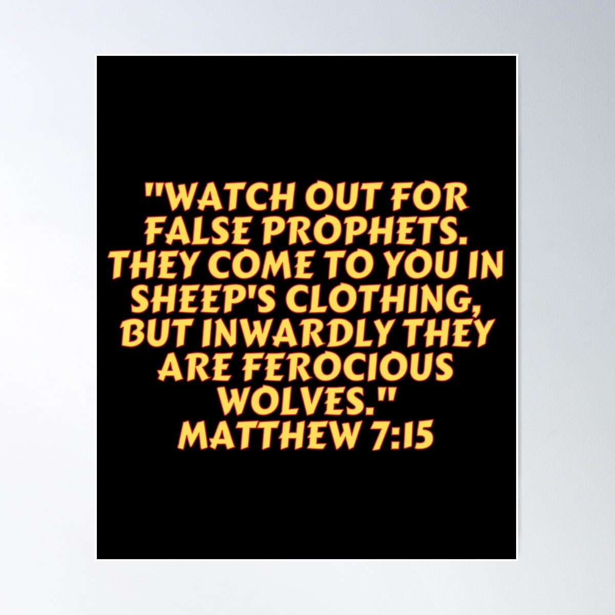 Bible Verse Matthew 7:15 Poster Wall Art, Modern Wall Decor For Living ...