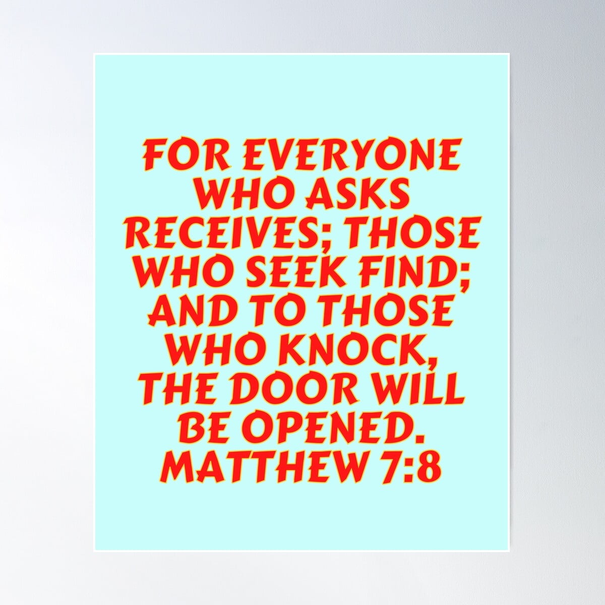 Bible Verse Matthew 7:8 Poster Wall Art, Modern Wall Decor For Living ...