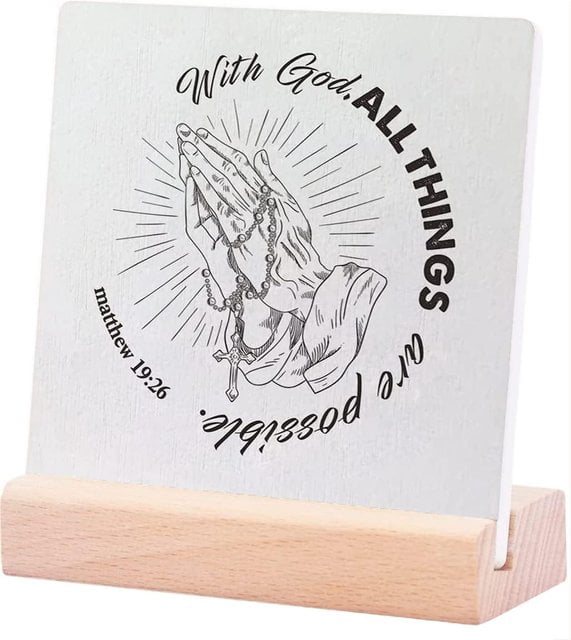Bible Verse Matthew 926 with God All Things are Possible Table Plaque ...