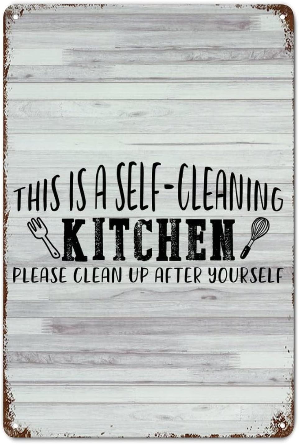 Bible Verse Metal Sign with Saying This Is A Self-Cleaning Kitchen ...
