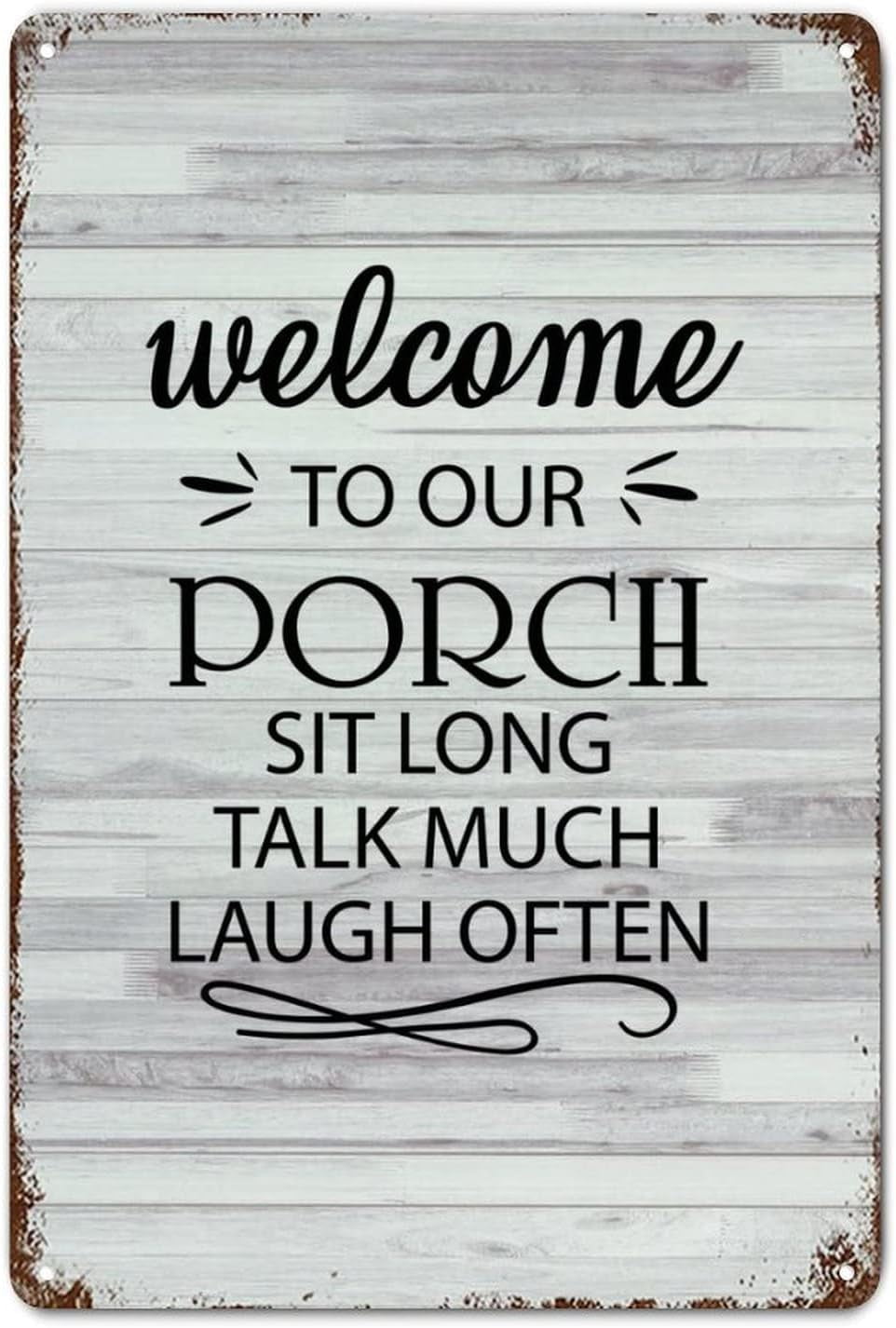 Bible Verse Metal Sign with Saying Welcome to Our Porch Wood Grain ...