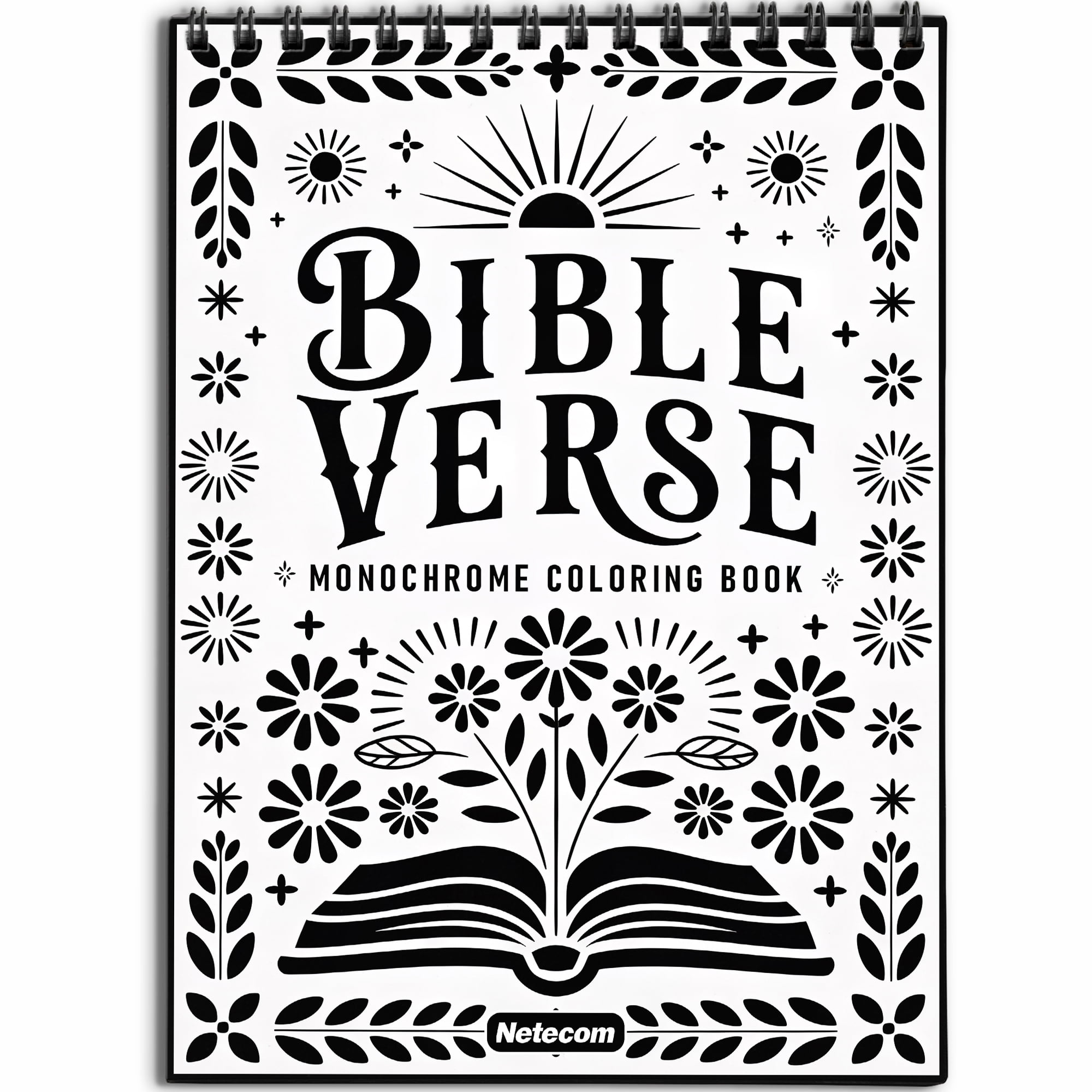 Bible Verse Monochrome Coloring Book Spiral Bound for Adults, Softcover ...