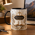 Bible Verse Mug 2D Printed 3D Effect Grace Scripture Mug for Christian ...