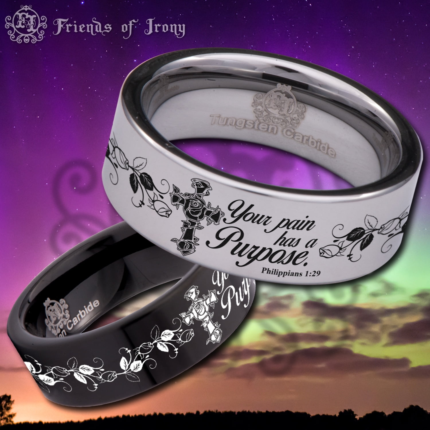 Bible Verse Philippians 1:29 Tungsten Carbide Ring - Walmart.com