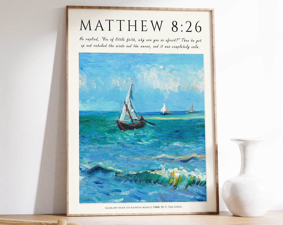 Bible Verse Poster, Bible Art, Seascape Near Les Saintes, Van Gogh Art ...