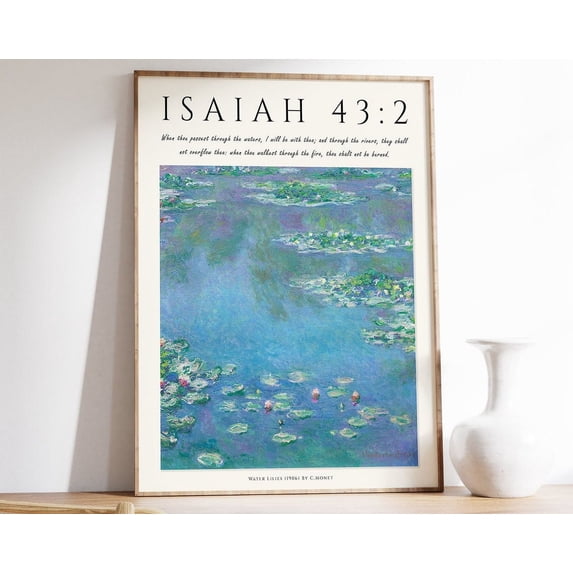Bible Verse Poster Bible Art Water Lilies Monet Art Christian Home ...