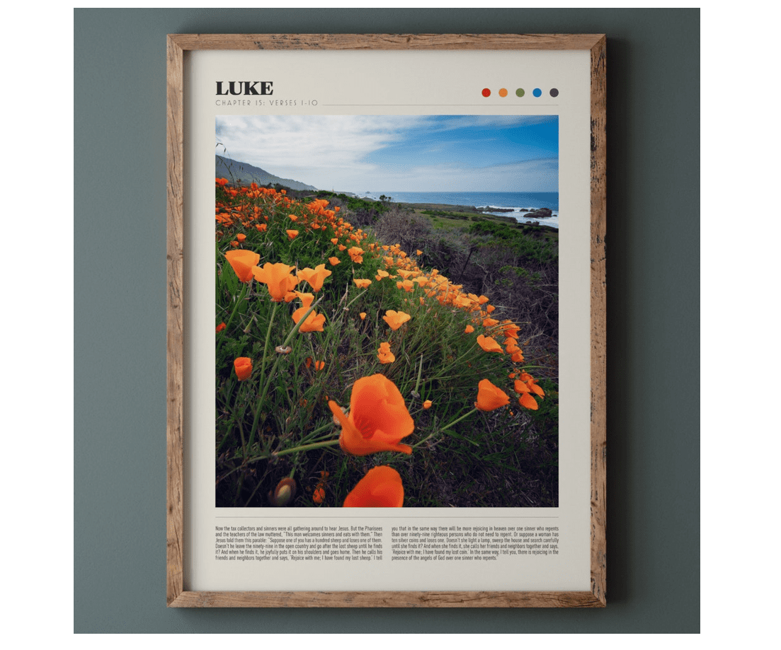 Bible Verse Poster Luke Lost Sheep Modern Christian Art Print UNFRAMED ...