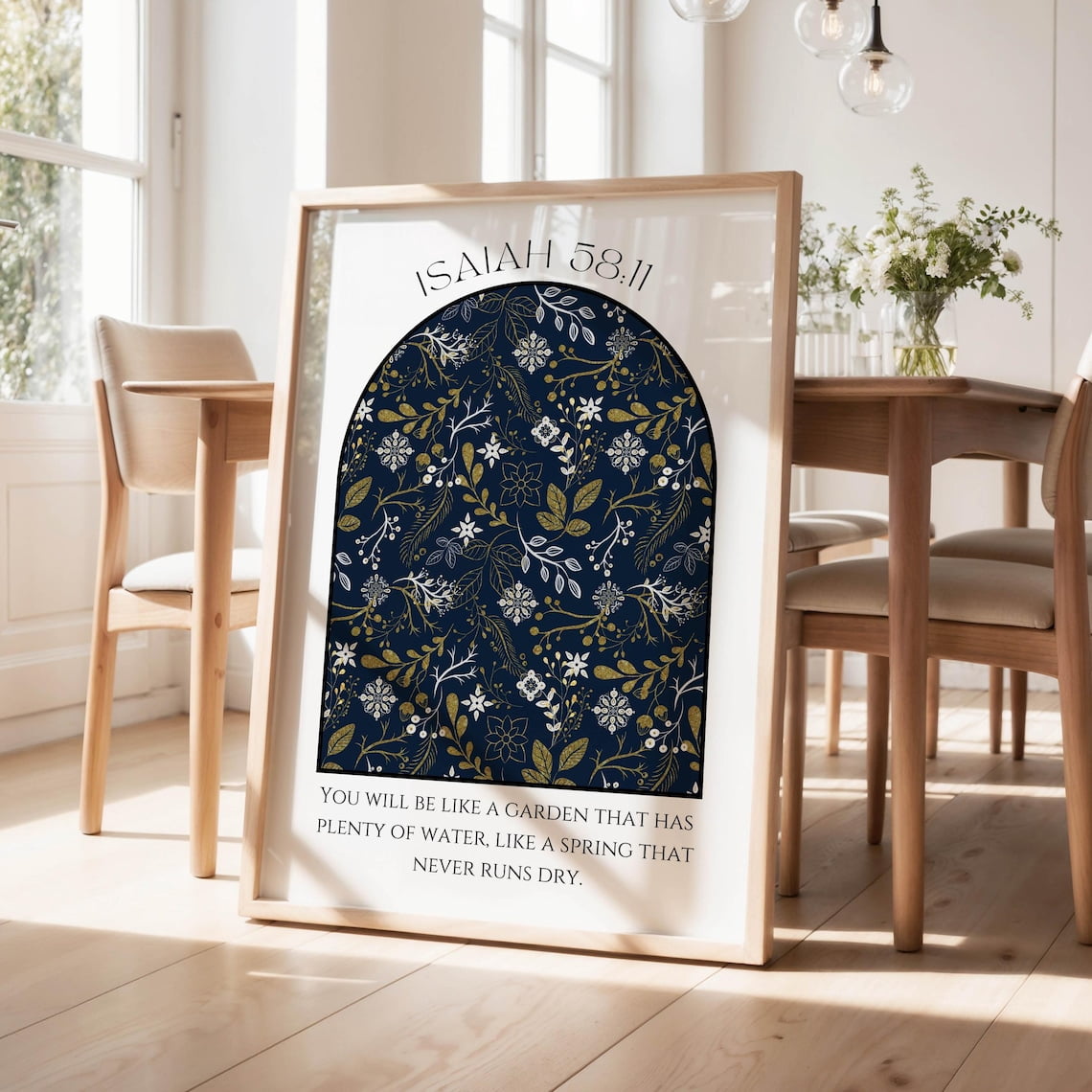 Bible Verse Print Christian Wall Art Floral Scripture Decor Faith Home ...