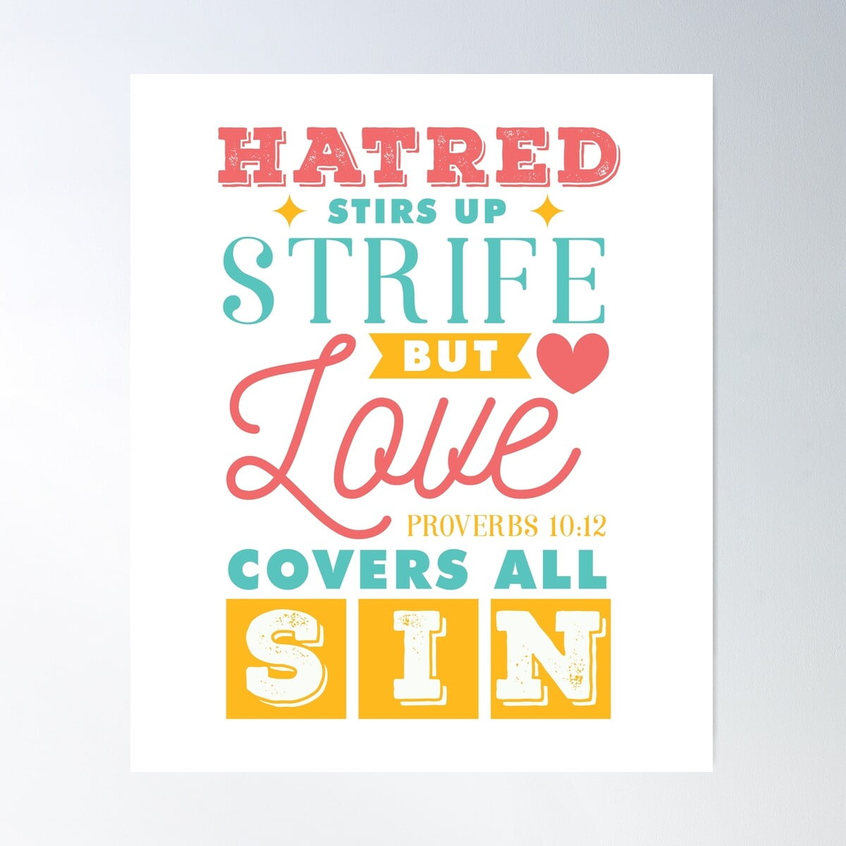 Bible Verse Proverbs 10:12 Poster Wall Art, Modern Wall Decor For ...