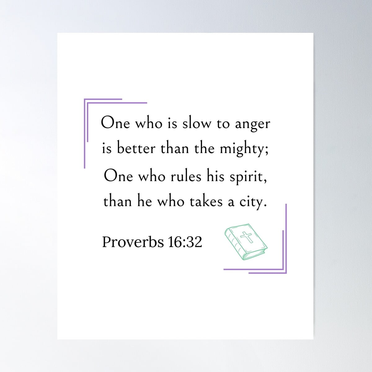 Bible Verse Proverbs 16:32 Poster Wall Art, Modern Wall Decor For ...