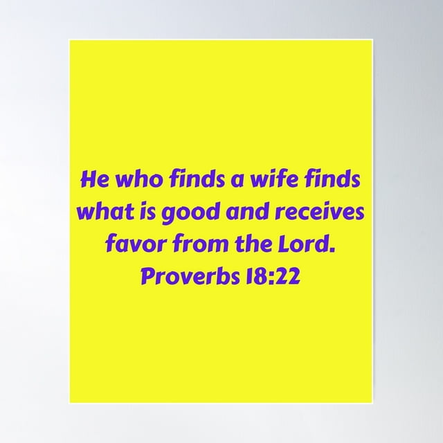 Bible Verse Proverbs 18:22 Poster Wall Art, Modern Wall Decor For ...