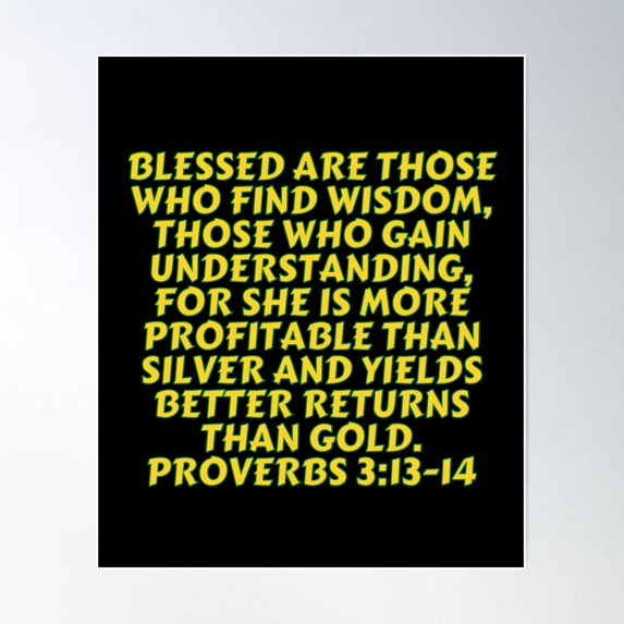 Bible Verse Proverbs 3:13-14 Poster Wall Art, Modern Wall Decor For ...