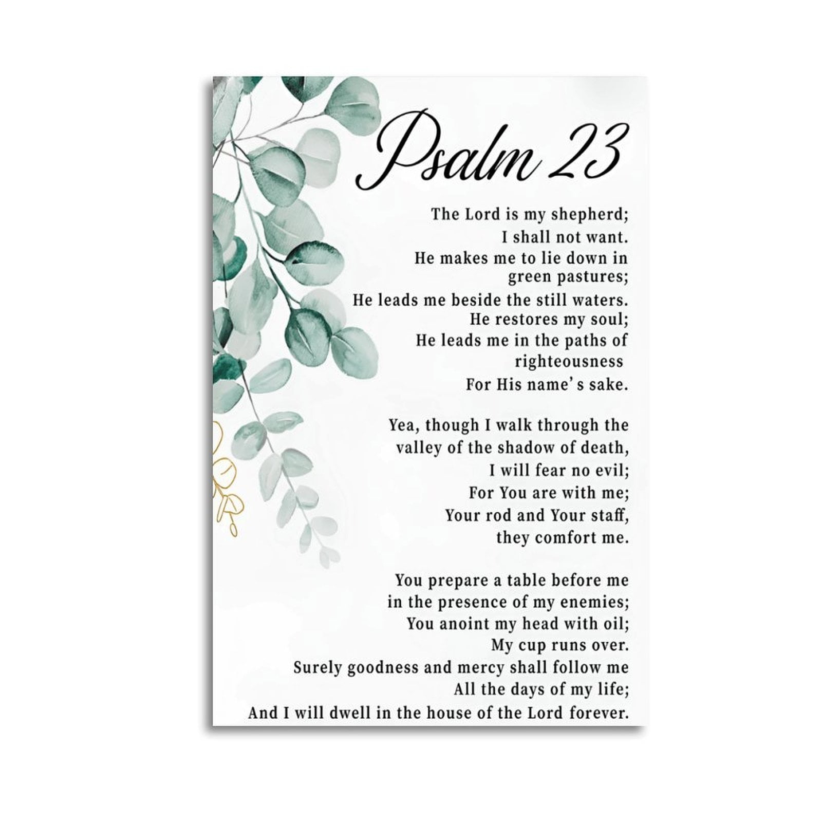 Bible Verse Psalm 23 Christian Gifts Poster Wrapped Wooden Frame Wall ...