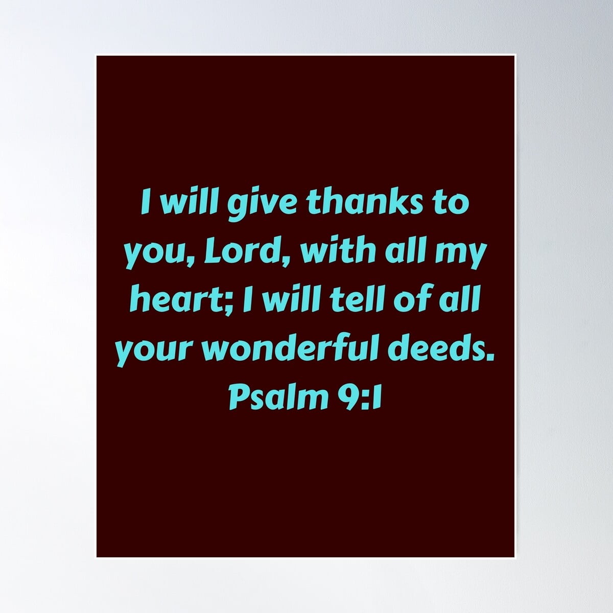 Bible Verse Psalm 9:1 Poster Wall Art, Modern Wall Decor For Living ...