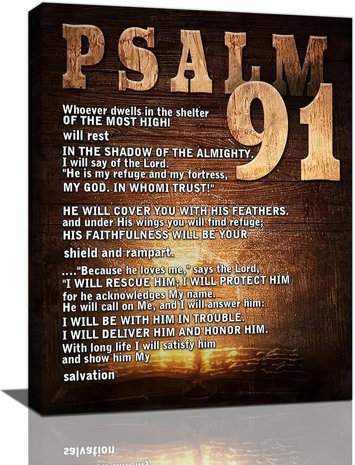 Bible Verse Psalm 91 Wall Art Scripture Christian Decor Vintage ...