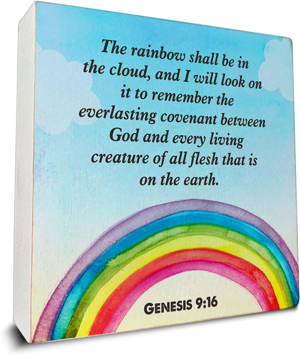 Bible Verse the Rainbow Shall be in the Cloud Wooden Box Sign Desk ...