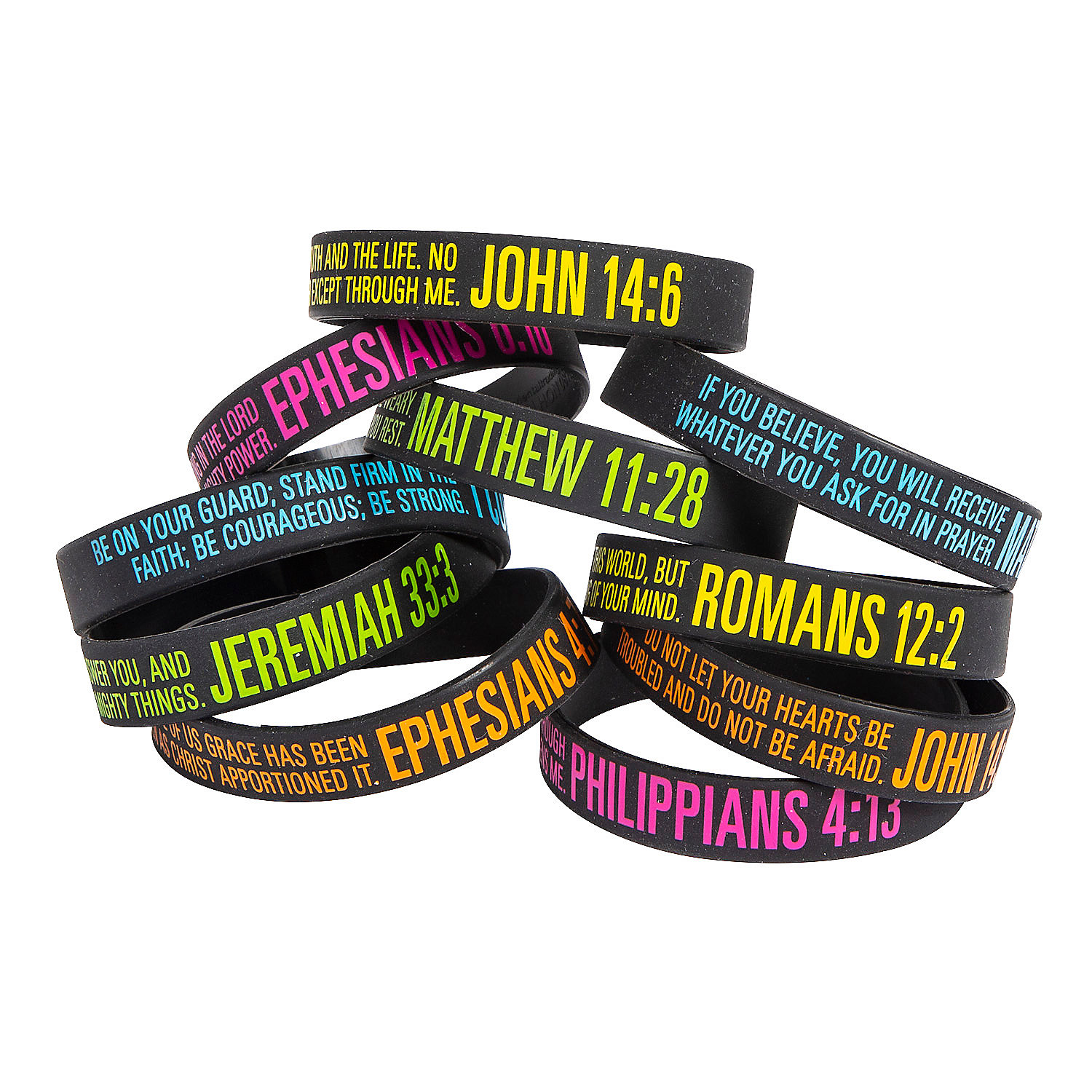 Christian Inspirational Scripture Rubber Bracelets, God Motivational ...