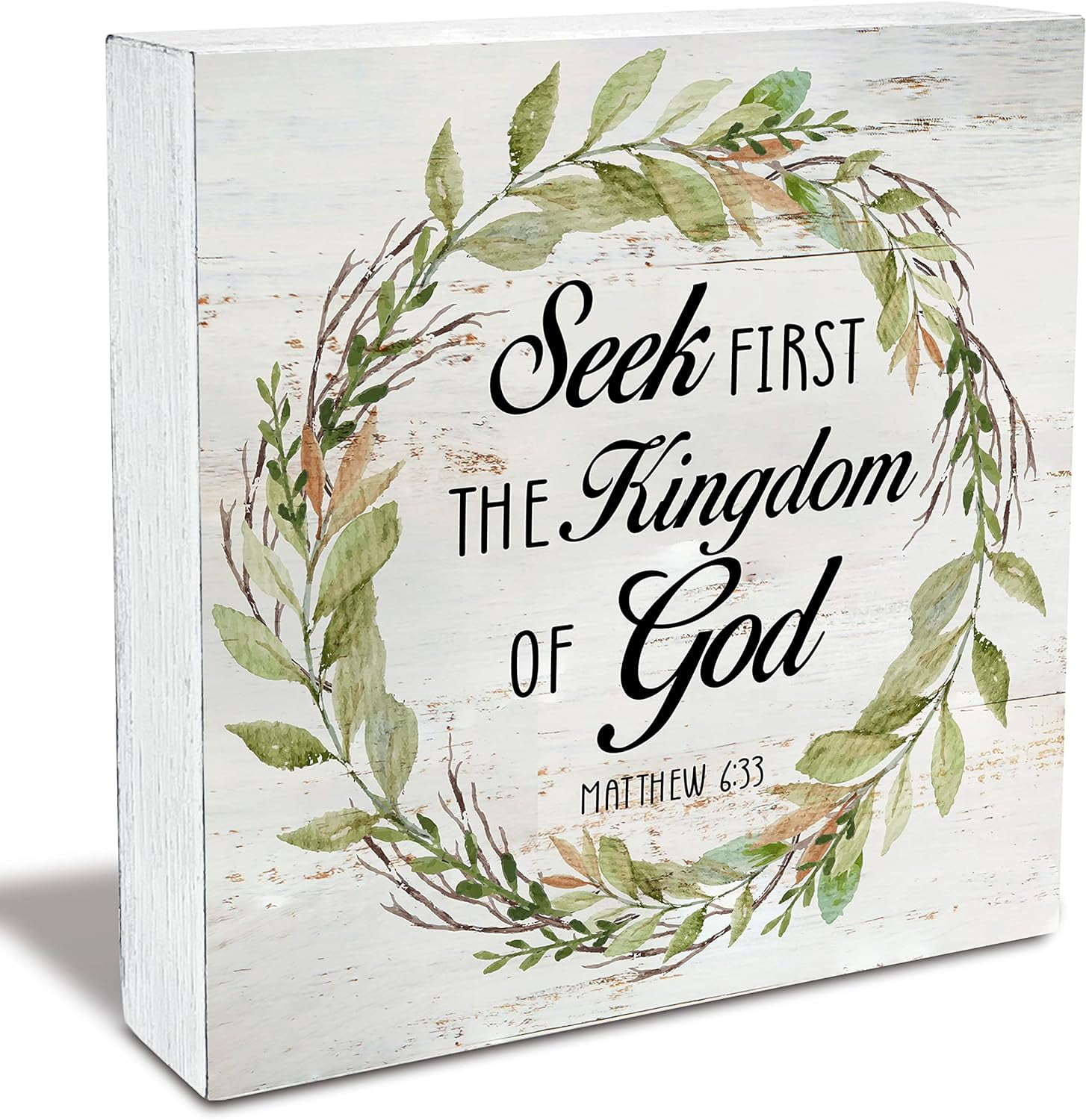 Bible Verse Seek First The Kingdom Of God Wood Box Sign Rustic Mathew 6 ...