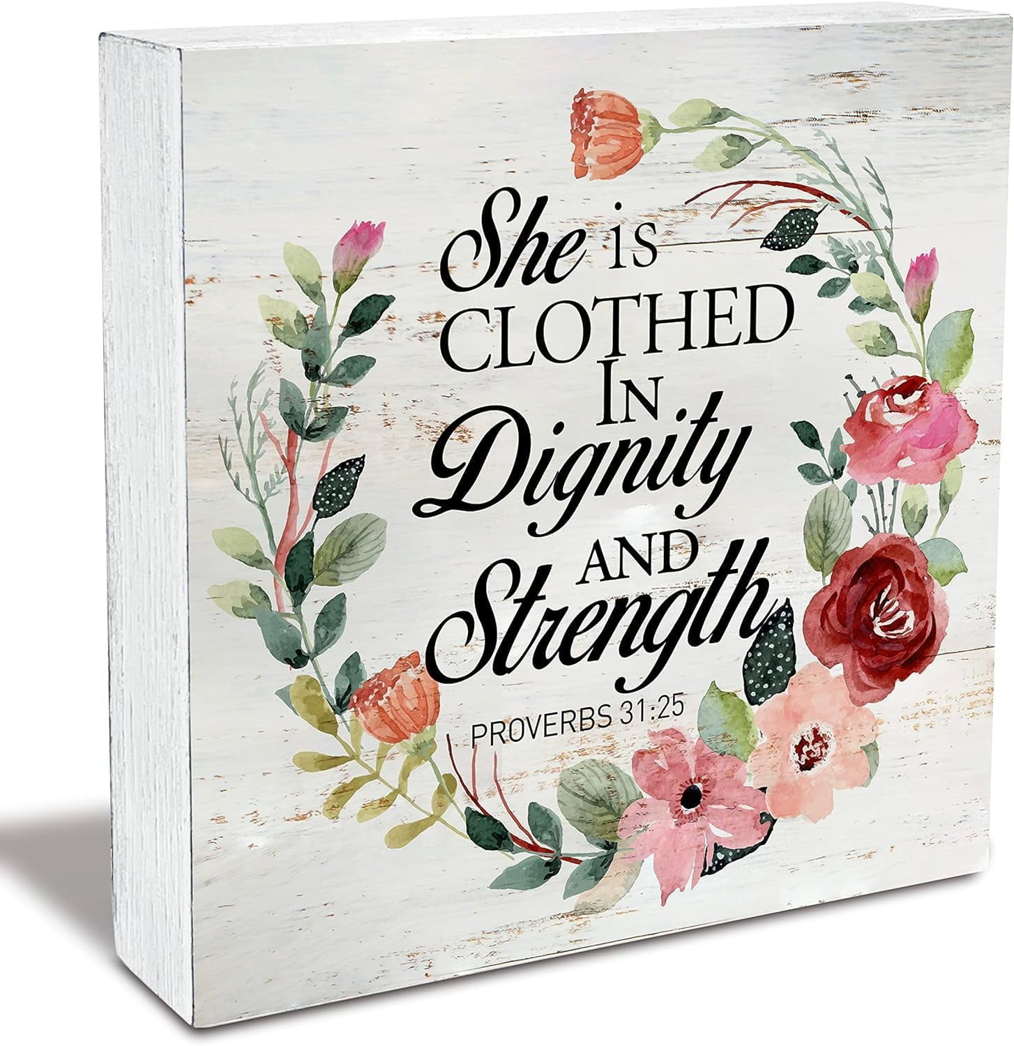 Bible Verse She is Clothed in Dignity and Strength Wood Box Sign ...