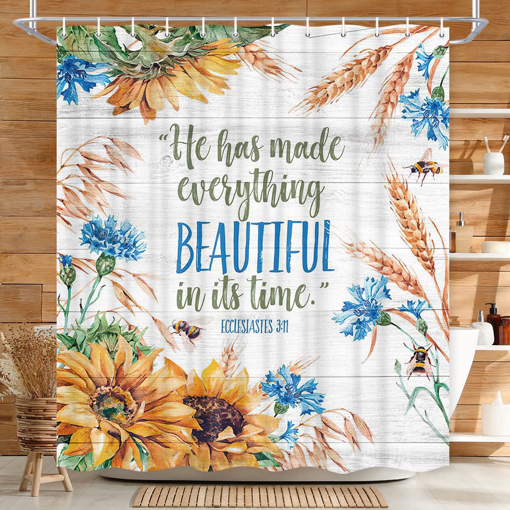 Bible Verse Shower Curtain Fall Bathroom Decor, Christian Scripture ...