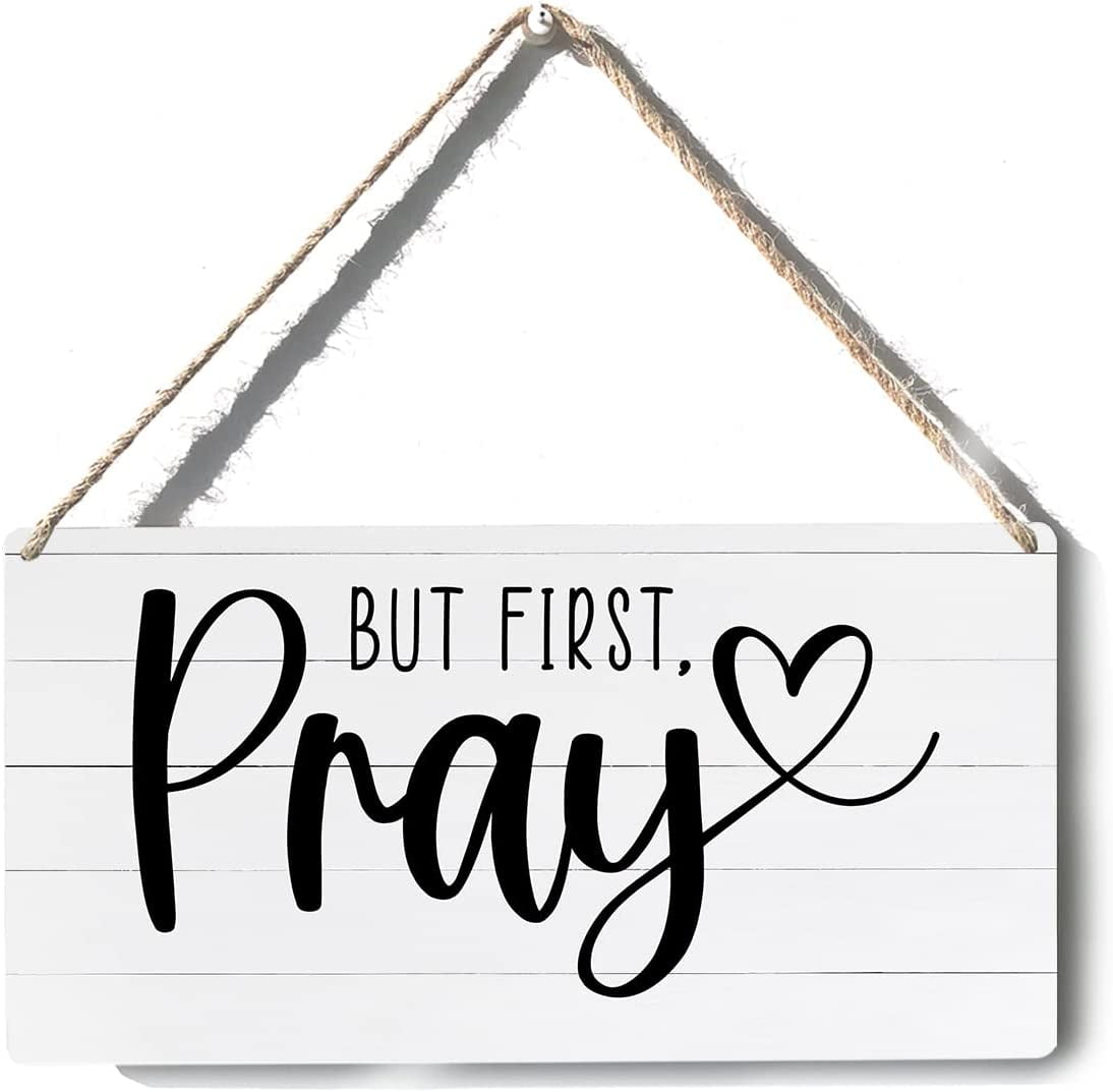 Bible Verse Sign Decor But First Pray Christian Wooden Sign Plaque Wall ...