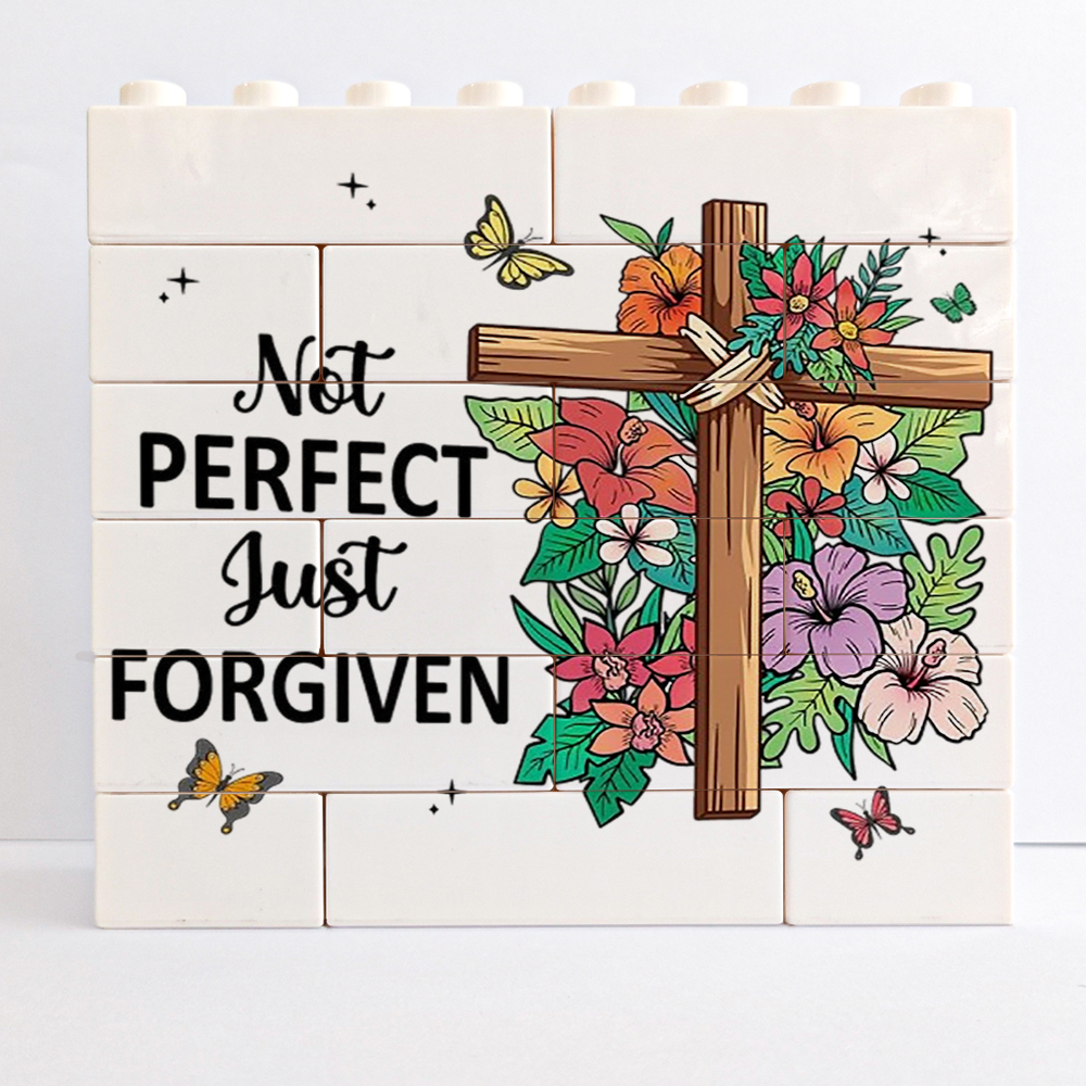 Bible Verse Sign Desk Decor Not Perfect Just Forgiven Christian ...