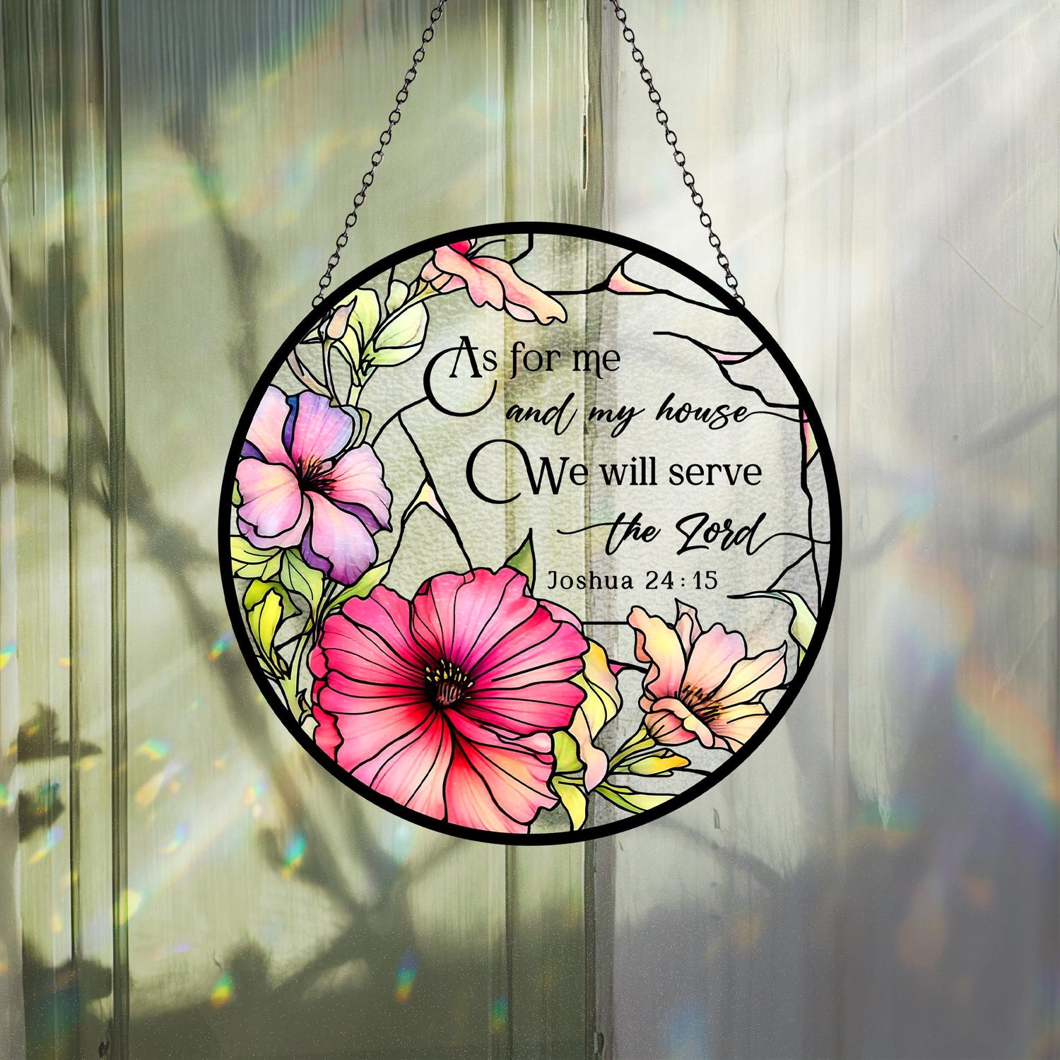 Bible Verse Stain Glass Suncatcher, Floral Suncatcher, Christmas Gift ...