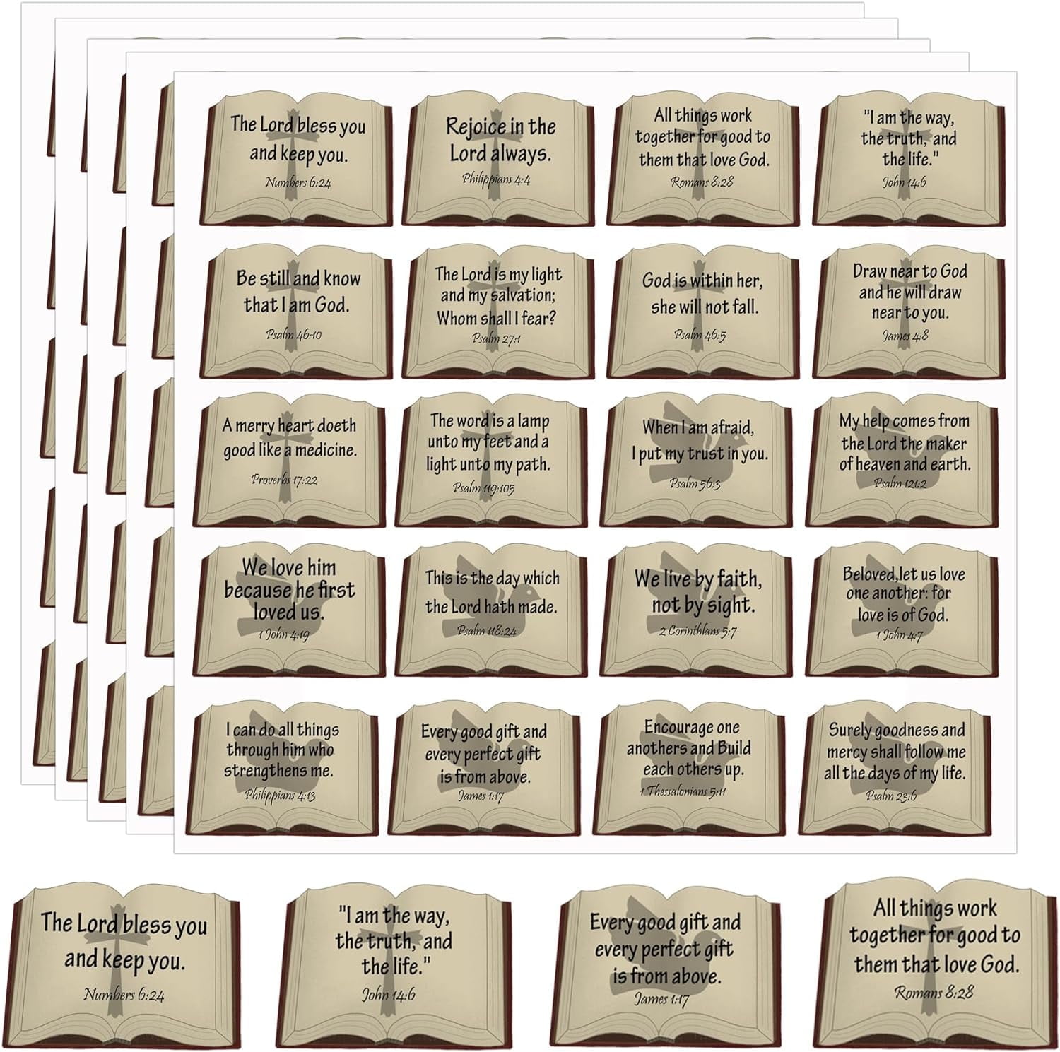 FENGHEMINGA 200Pcs Christian Faith Bible Verse Stickers, Inspirational ...