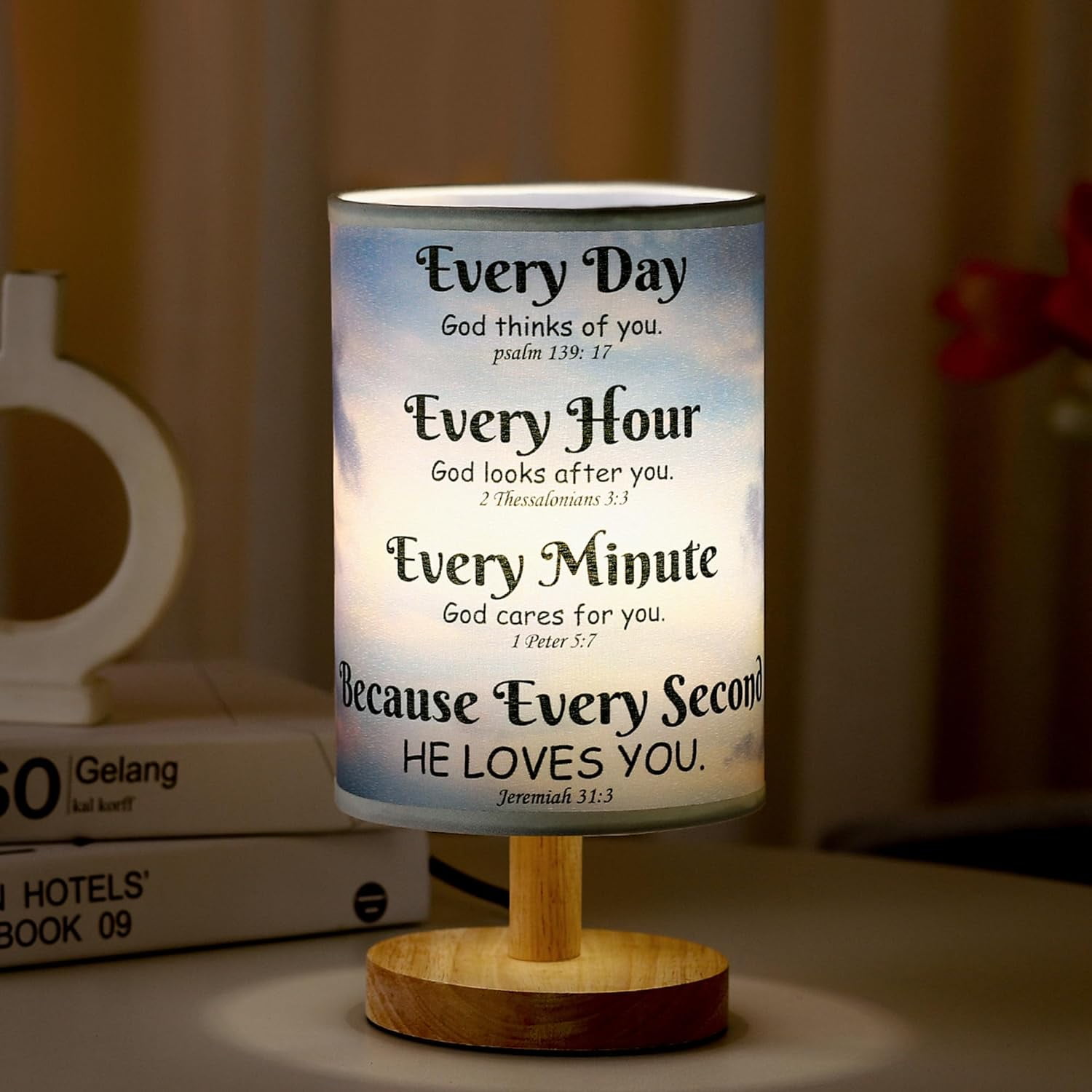 Bible Verse Table Lamp With Inspirational Thoughts And Christian ...