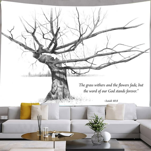 Bible Verse Tapestry Floral Herbs Bible Tapestries Quotes Wall Hanging ...