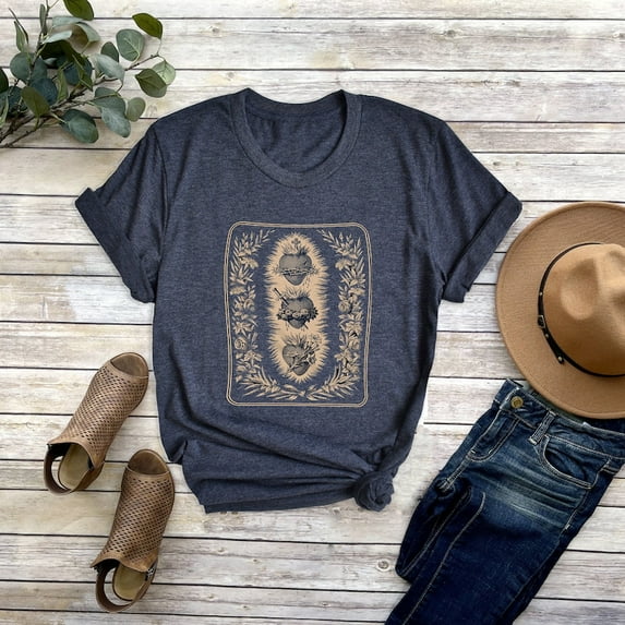 Bible Verse Three Hearts of the Holy Family Tee - Catholic Christian ...