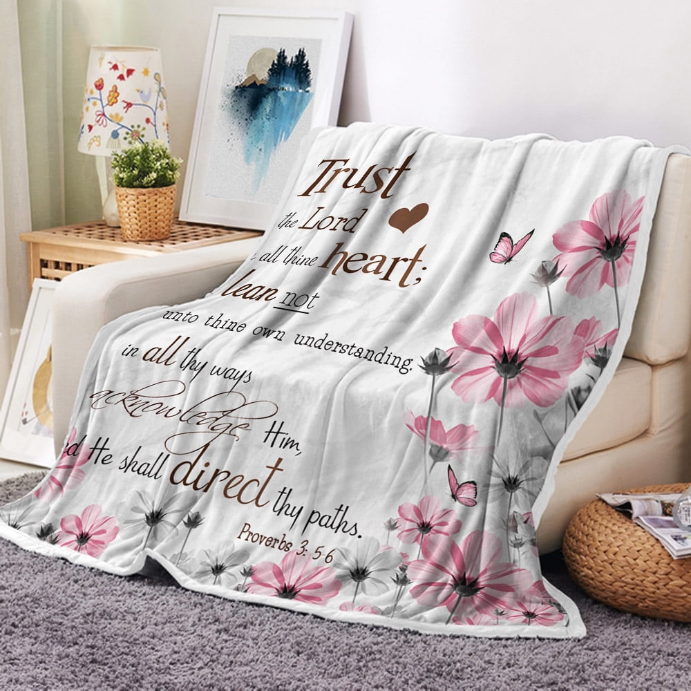 Bible Verse Throw Blanket, Floral Daisy Blanket Trust in The Lord ...