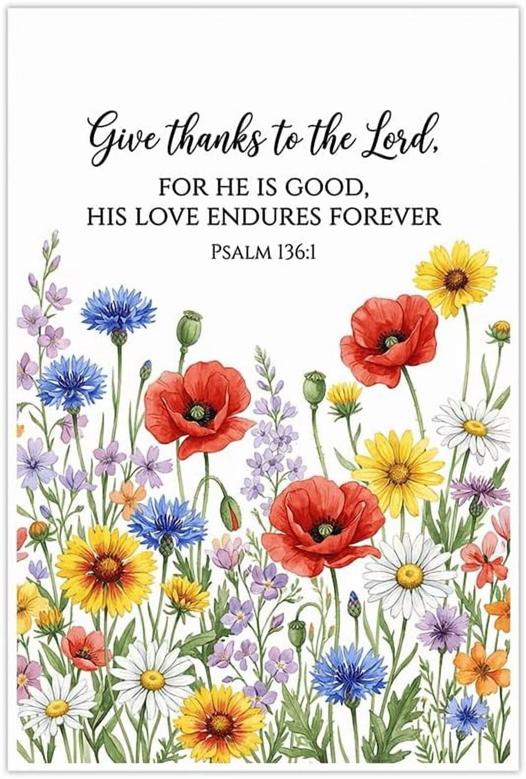 Bible Verse Wall Art Christian Scripture Canvas Print Give Thanks to ...
