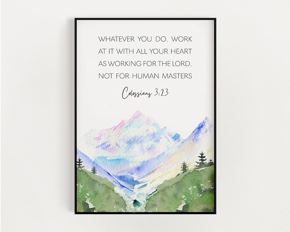 Bible Verse Wall Art, Colossians 3,23, Scripture Wall Art, Home Décor ...