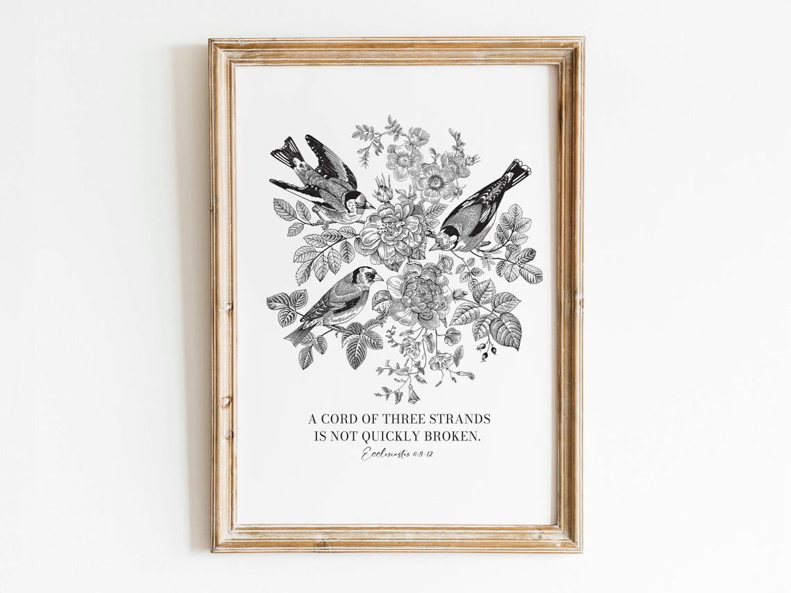 Bible Verse Wall Art, Ecclesiastes 4:9-12 A Cord Of Three Scripture ...