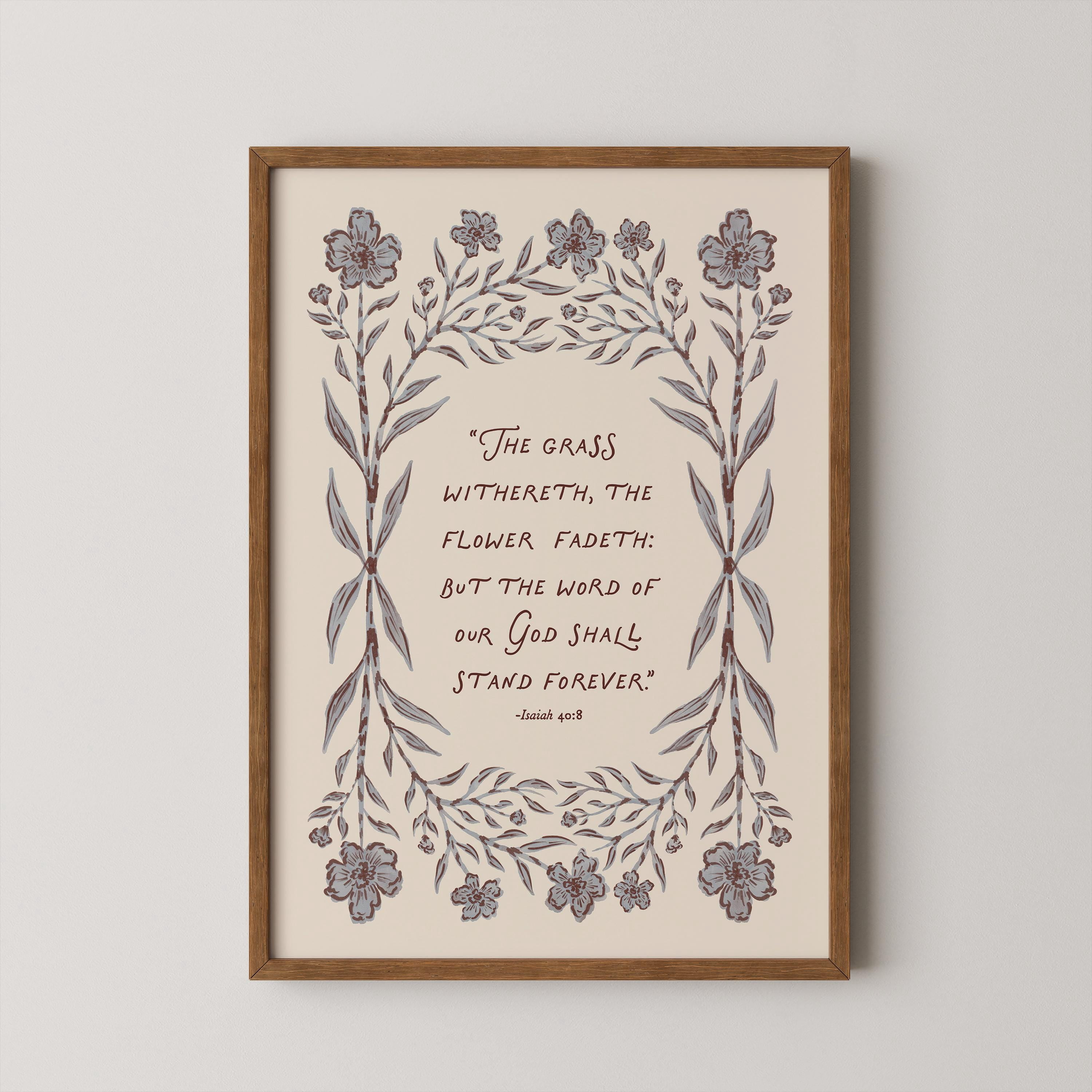 Bible Verse Wall Art Isaiah 408 Floral Christian Artwork Botanical ...