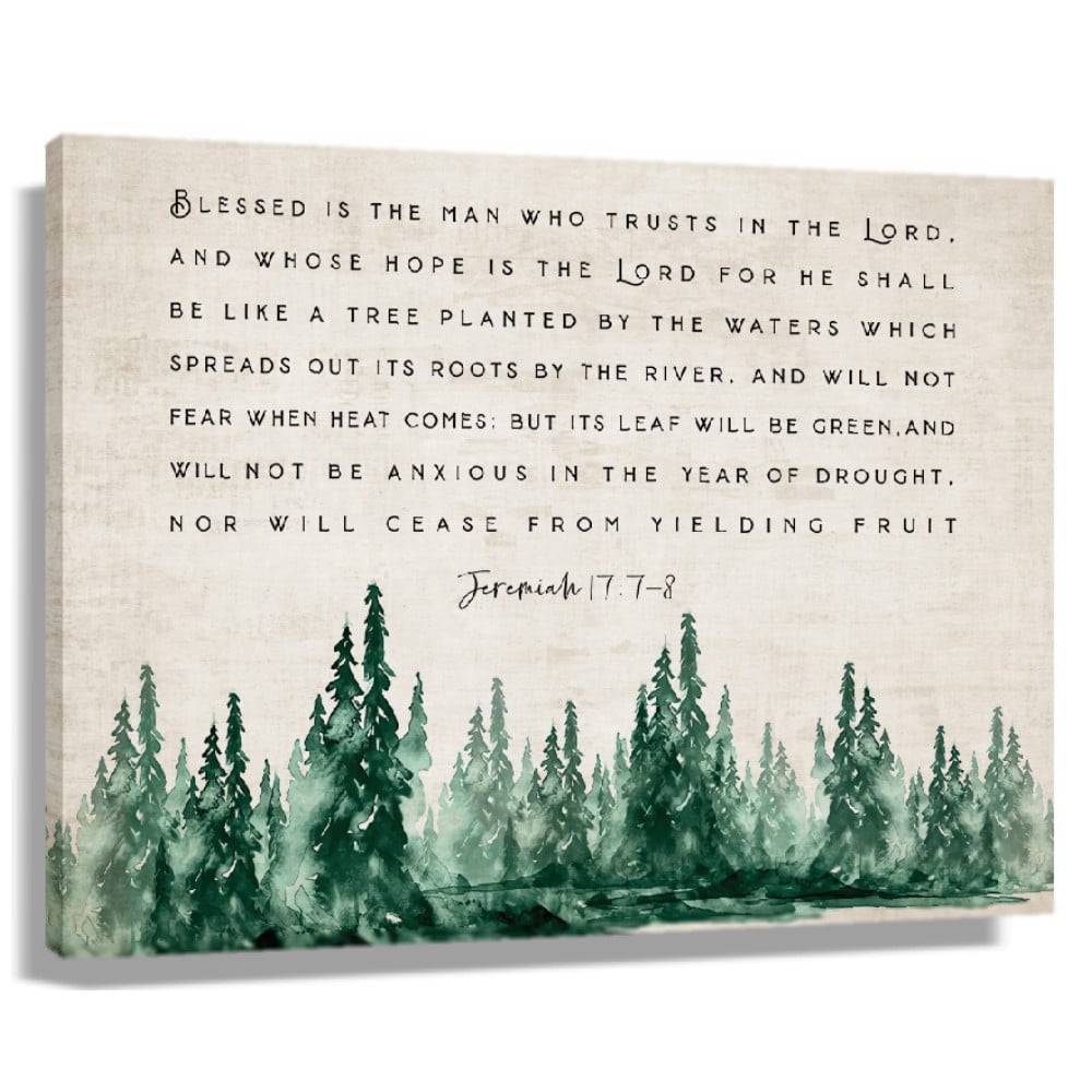 Bible Verse Wall Art Jeremiah 17 7 Posters Green Forest Nature Prints ...