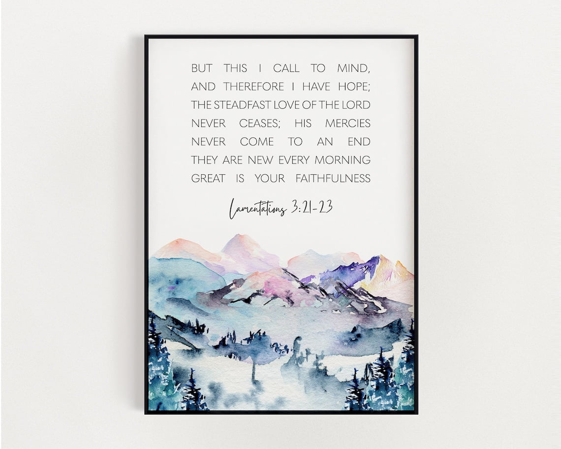 Bible Verse Wall Art, Lamentations 3:21-23, Christian Wall Art ...