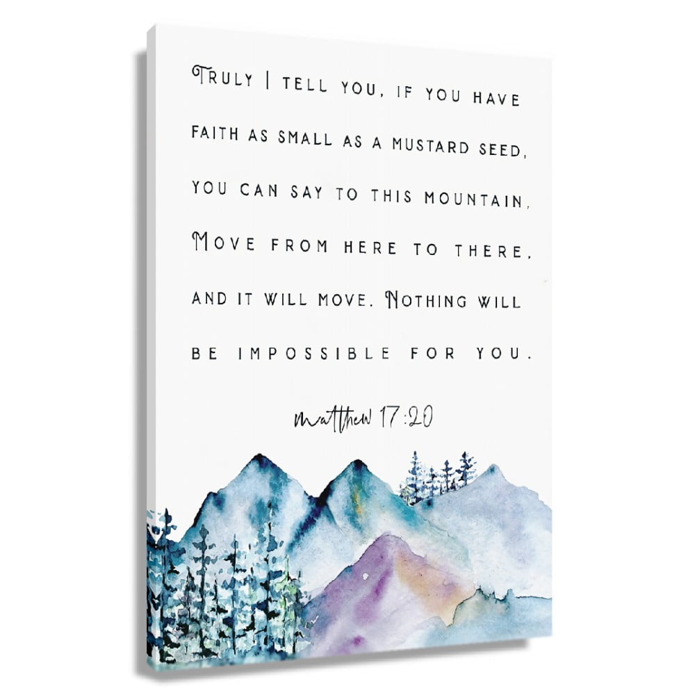 Bible Verse Wall Art Matthew 17 20 Posters Mountain Canvas Wall Art ...