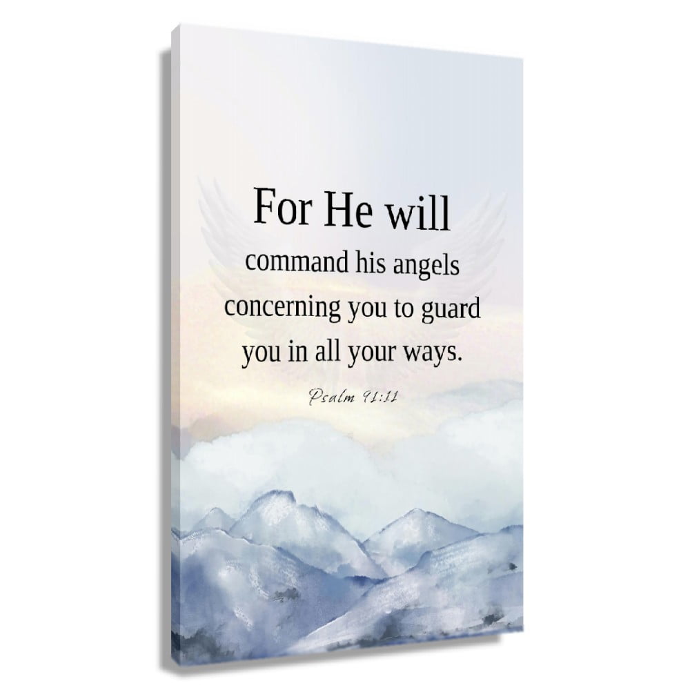 Bible Verse Wall Art Mountain Landscape Wall Art Psalm 91 11 Paintings ...