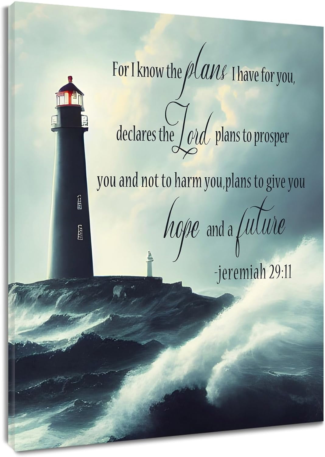 Bible Verse Wall Art Nautical Coastal Lighthouse and Ocean Wave ...