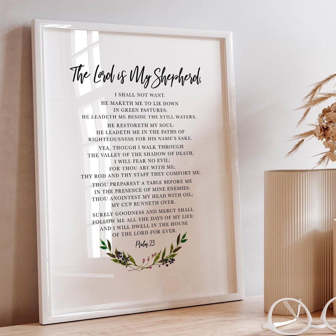 Bible Verse Wall Art Psalm 23 Kjv, The Lord Is My Shepherd, Christian ...
