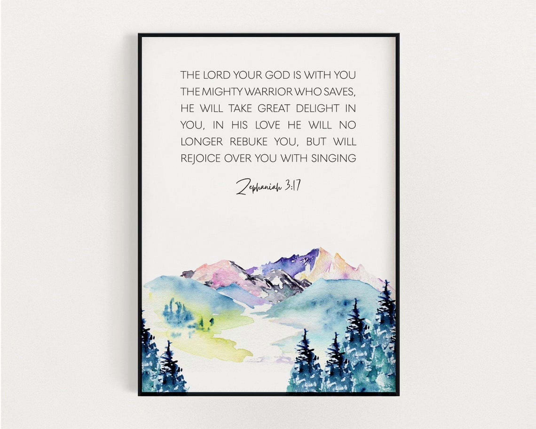 Bible Verse Wall Art, Zephaniah 3:17, Christian Wall Art, Scripture ...
